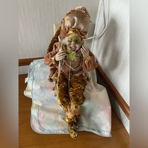 Accents | Whimsical Harlequin Gold Masked Jester Laughing Elf | Poshmark